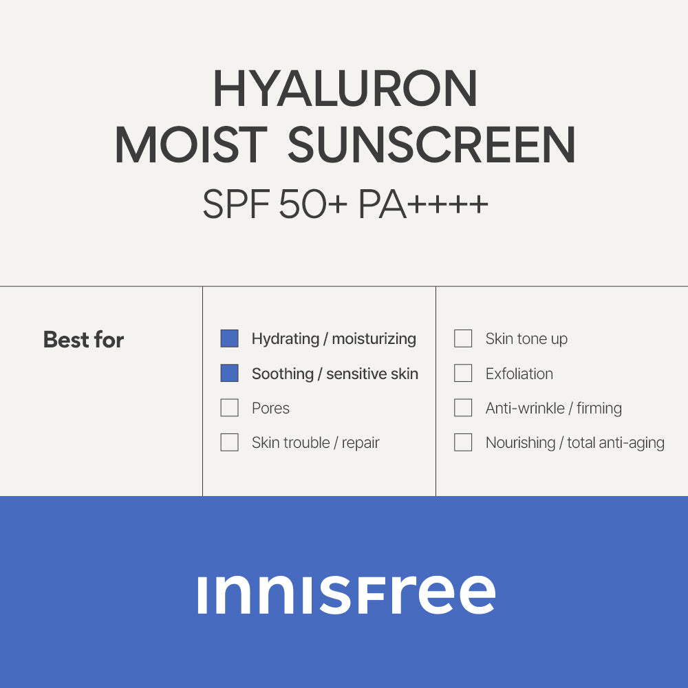 Hyaluron Moist Sunscreen SPF50+ PA++++ 50ml – innisfree Philippines